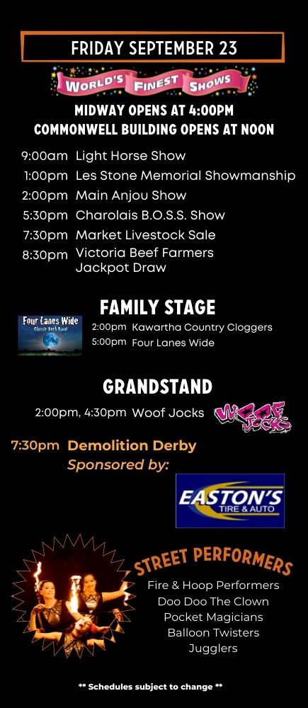 LEX 2022 Event Schedule | Lindsay Exhibition