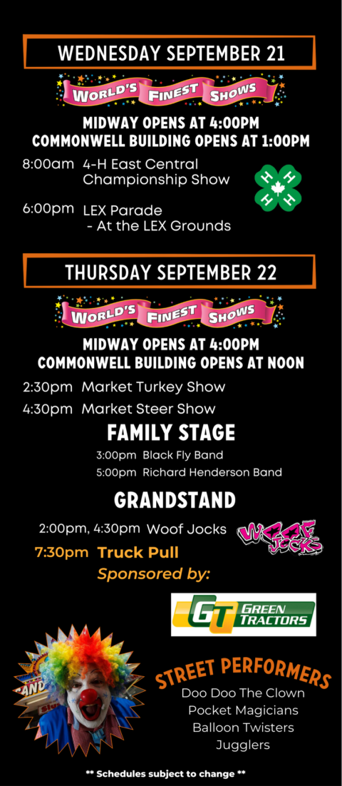 LEX 2022 Event Schedule | Lindsay Exhibition